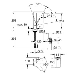 Grohe Plus Einhand-Waschtischbatterie chrom L-Size 23959003 | wärme24.de