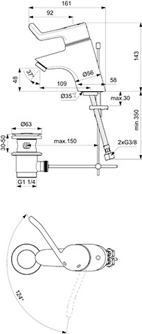 Ideal Standard Ceraplus Waschtischsicherheitsarmatur 120mm mit ...