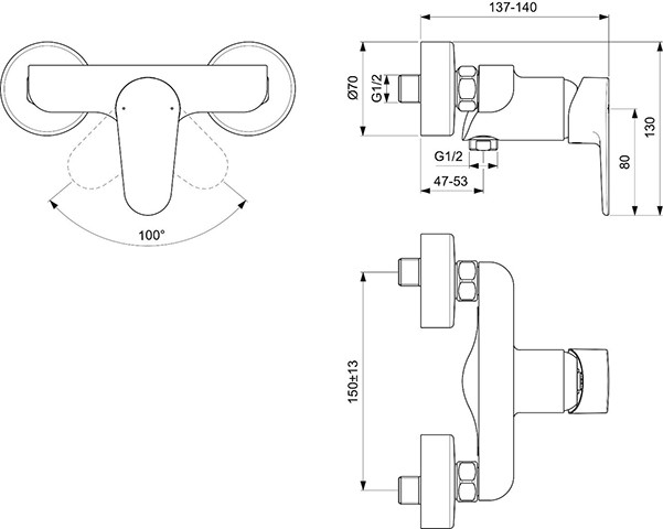 Ideal Standard Brausearmatur AP Cerafine O Ausladung BC499AA | wärme24.de