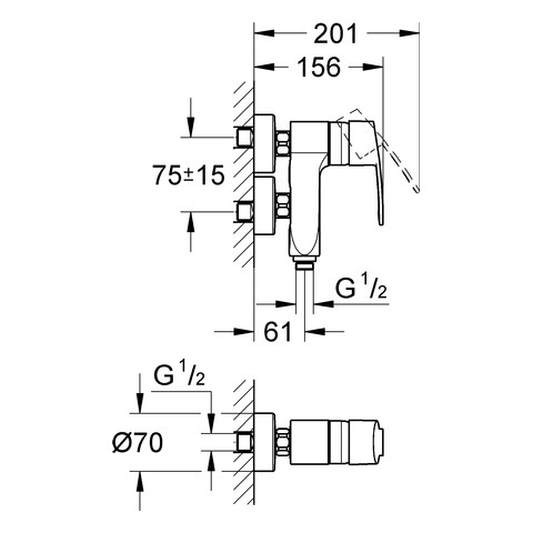 Grohe Eurostyle C Vertica Einhand-Brausebatterie 23300000 | wärme24.de