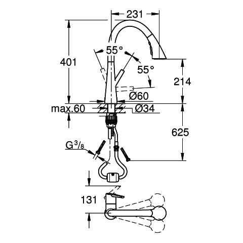 Grohe Zedra Einhand-Spültischbatterie supersteel C-Auslauf 32294DC2 ...