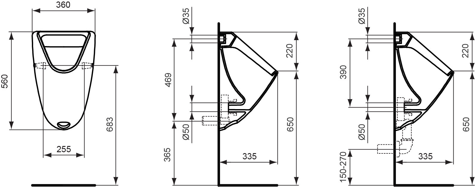 Ideal Standard Absaugeurinal Eurovit, Zulauf von hinten K553801 ...
