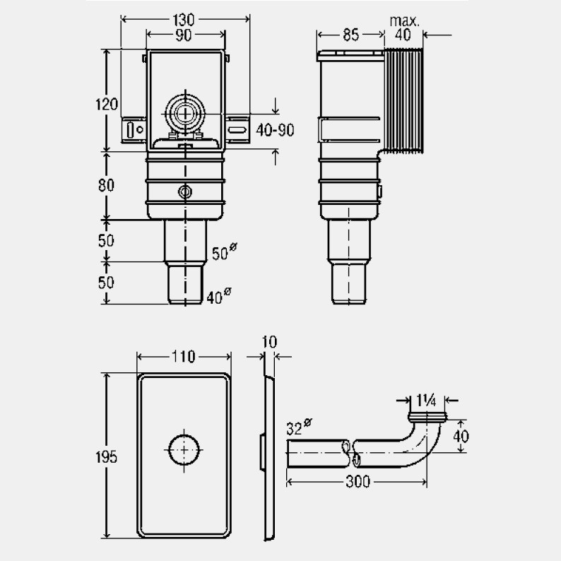 Viega Geruchverschluss 5633.2 in G1 1/4 x DN40/50 553760 | wärme24.de