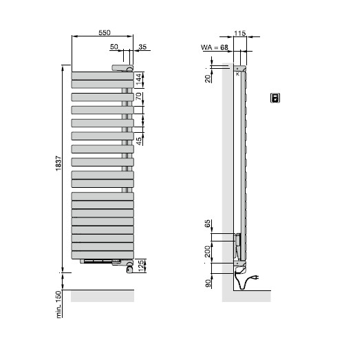 Zehnder Roda Air ROEL-190-55/IPS Heizkörper H: ZRE40355B100000 | wärme24.de