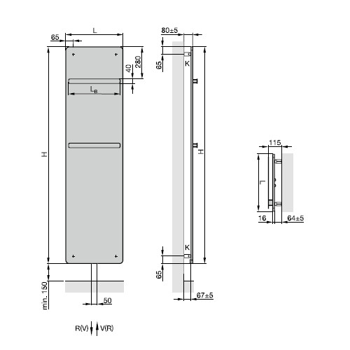 Zehnder Vitalo Bar VIP-160-060 Badheizkörper H: 157 ZV101660B100000 | wärme24.de