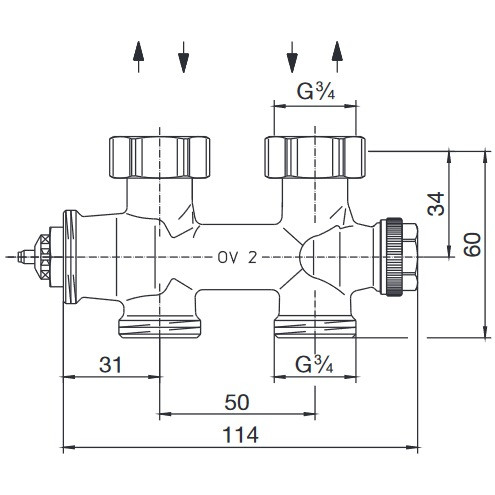 Oventrop Anschluss-Set Multiblock T Durchgang weiß 1184183 | wärme24.de